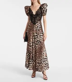 RODARTE Leopard-print Silk Satin Maxi Dress - Multicoloured