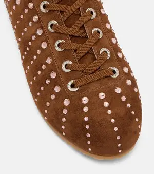 Mach & Mach Ballet Runner Embellished Suede Sneakers