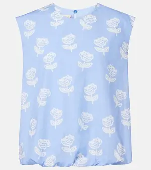 Marni Floral Cotton Top - Blue
