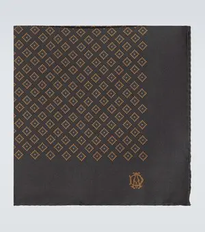 Dunhill Printed Silk Pocket Square - Black