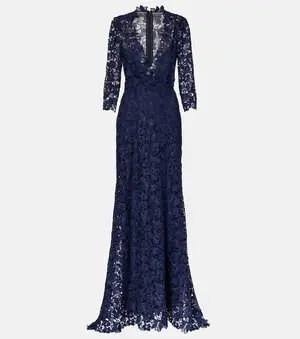 Monique Lhuillier Lace Gown - Blue