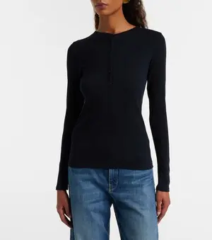 NILI LOTAN Jordan Cotton Henley Shirt