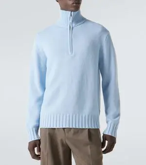 ALLUDE Cashmere Half-zip Sweater - Blue