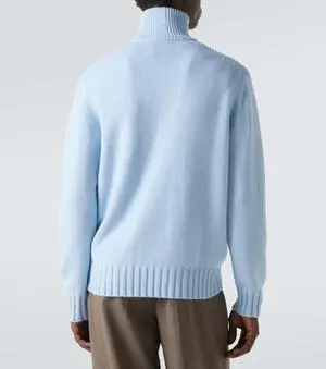ALLUDE Cashmere Half-zip Sweater - Blue