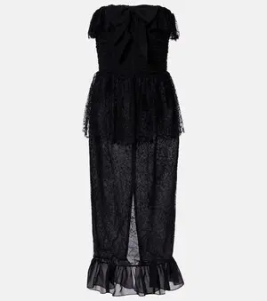 Alessandra Rich Lace And Silk Bustier Dress - Black