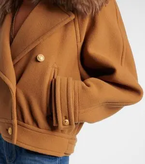 Chloé Cropped Shearling-trimmed Wool-blend Coat
