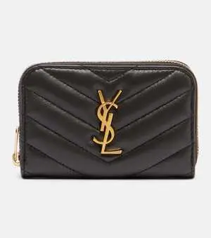 Saint Laurent Cassandre Quilted Leather Card Case - Black