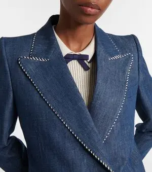 Valentino Garavani Double-breasted Chambray Blazer