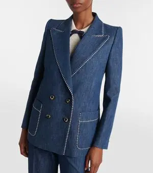 Valentino Garavani Double-breasted Chambray Blazer