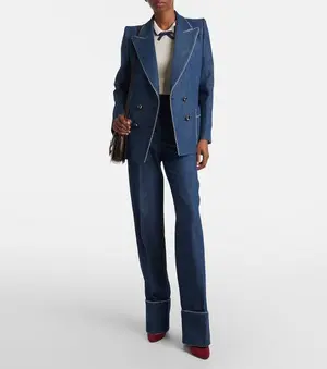Valentino Garavani Double-breasted Chambray Blazer