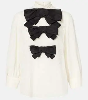Valentino Garavani Mossi Bow-detail Cotton Top