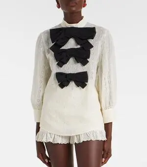 Valentino Garavani Mossi Bow-detail Cotton Top