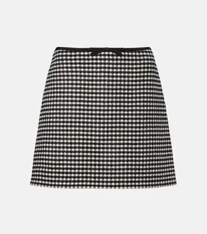 Valentino Garavani Gingham Wool And Cashmere Miniskirt - Black