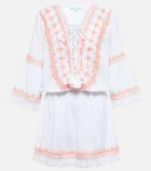 Melissa Odabash Martina Cotton And Linen Embroidered Minidress - Multicoloured