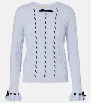 Valentino Garavani Bow-detail Cable-knit Virgin Wool Sweater
