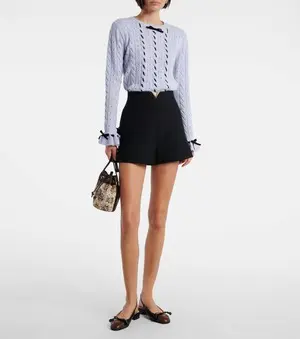Valentino Garavani Bow-detail Cable-knit Virgin Wool Sweater