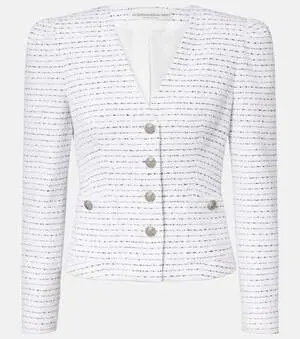 Alessandra Rich Striped Tweed Jacket - White