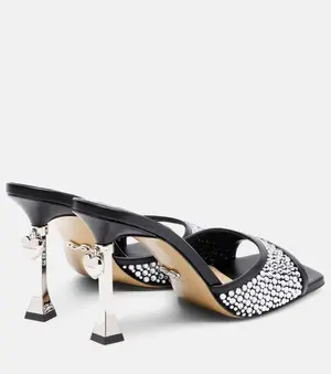 Mach & Mach Puffy Heart Embellished Leather Mules