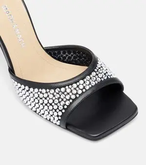 Mach & Mach Puffy Heart Embellished Leather Mules