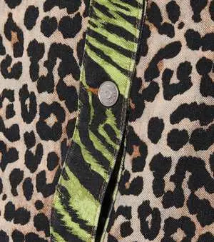 GANNI Leopard-print Denim Shirt Dress