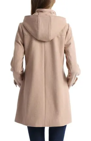 KIMI + KAI Duffle Wool Maternity Coat With Toggle Details And Removable Hood - Camel