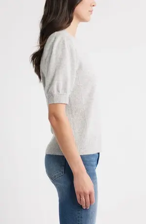 Caslon Puff Sleeve Wool & Cashmere Sweater - Grey Light Heather