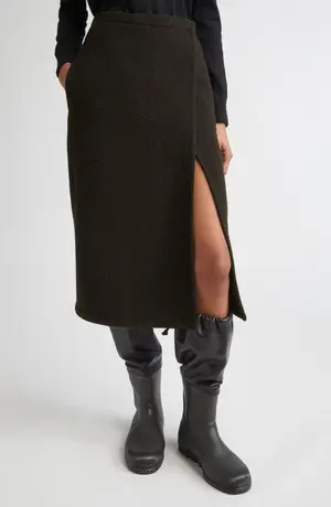 RIER Wool Fleece Wrap Midi Skirt