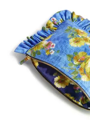 La DoubleJ Floral-print Ruffled Clutch - Blue
