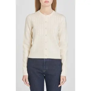 WAYF Sandy Pointelle Cardigan - Ivory