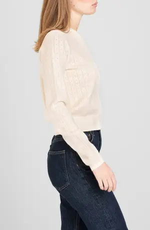 WAYF Sandy Pointelle Cardigan - Ivory