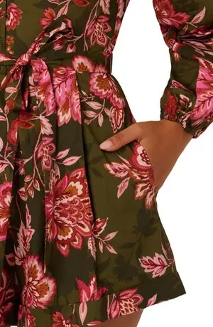 Adrianna Papell Print Tie Waist Romper