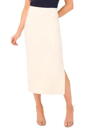 Ted Baker London Ribbed Knit Side Slit Skirt - Warm White