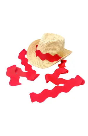 BITS & BOWS Coastal Cowgirl Straw Cowboy Hat - Red