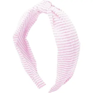 BITS & BOWS Seersucker Knot Headband - Pink/white