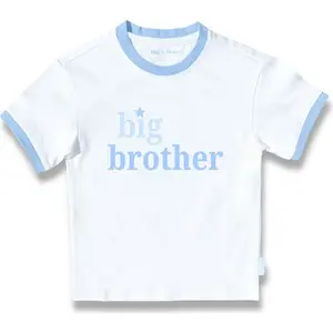 BITS & BOWS Big Brother T-shirt - White/blue