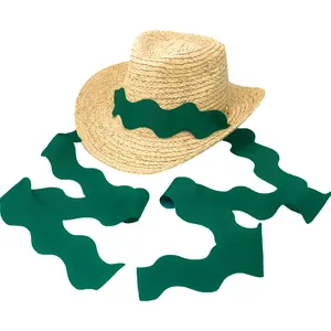 BITS & BOWS Straw Cowboy Hat With Scalloped Ribbon - Green