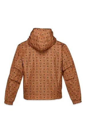 Mcm Monogram Print Windbreaker In Econyl - Brown