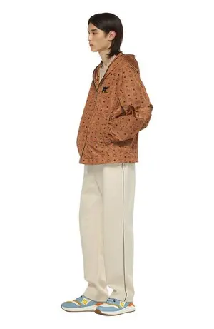 Mcm Monogram Print Windbreaker In Econyl - Brown
