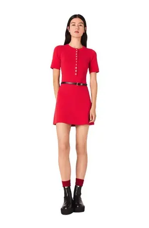 Maje Mini Ribbed Knit Dress