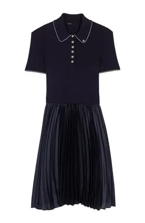 Maje Mini Pleated Polo Collar Dress