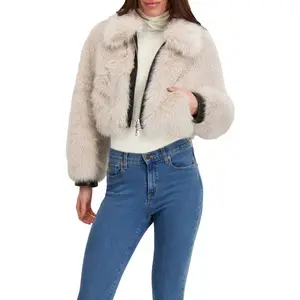LYLA GRANT Fur-free Fox Bolero - Natural/black