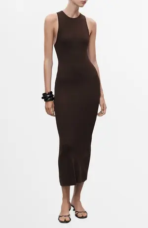 Mango Knit Body-con Maxi Dress - Chocolate