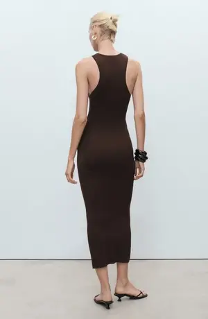 Mango Knit Body-con Maxi Dress - Chocolate