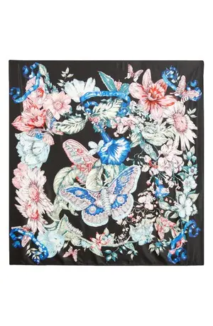 Tasha Butterfly Floral Scarf - Black