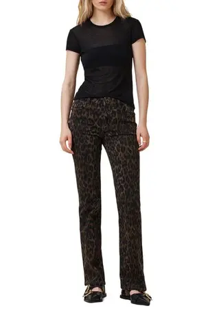 ALLSAINTS Haldan Leopard Print Bootcut Jeans
