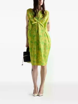 Prada Floral-print Mini Dress With Bow Detail