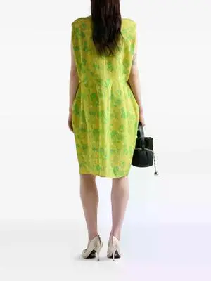 Prada Floral-print Mini Dress With Bow Detail