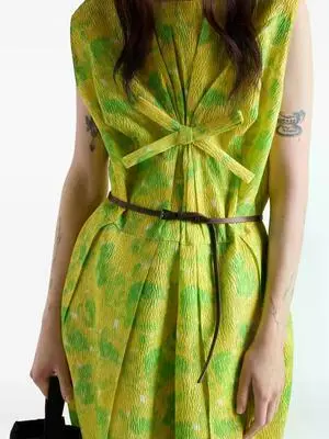 Prada Floral-print Mini Dress With Bow Detail