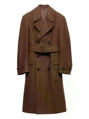 Prada Belted Wool Double-breasted Coat