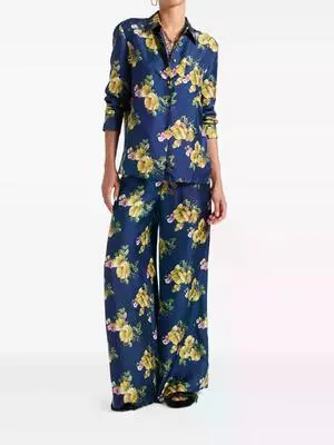 La DoubleJ Floral Button-fastening Shirt - Blue